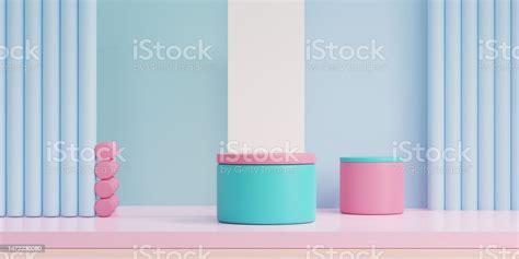 3d 렌더링 연단과 추상적인 배경이 있는 최소 장면 기하학적 모양의 파스텔 색상 0명에 대한 스톡 사진 및 기타 이미지 0명