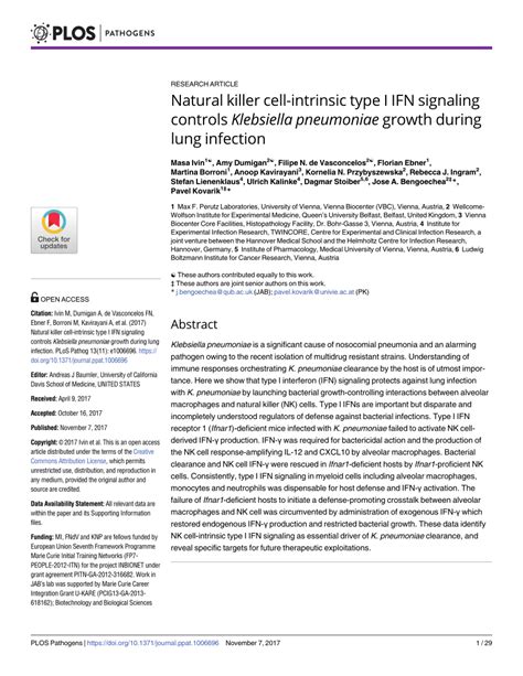 Pdf Natural Killer Cell Intrinsic Type I Ifn Signaling Controls
