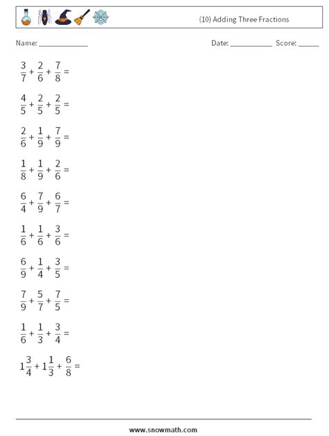 Fractions Worksheetsmath Worksheets Math Drills