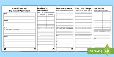 Scientific Method Experiment Observation Writing Templates For 3rd 5th