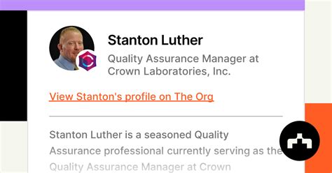 Stanton Luther Quality Assurance Manager At Crown Laboratories Inc The Org