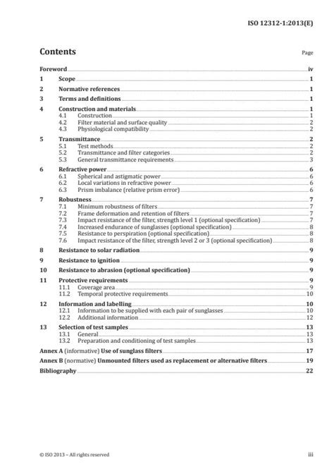 ISO 12312 1 2013 Eye And Face Protection Sunglasses And Related Eyewear Part 1 Sunglasses For