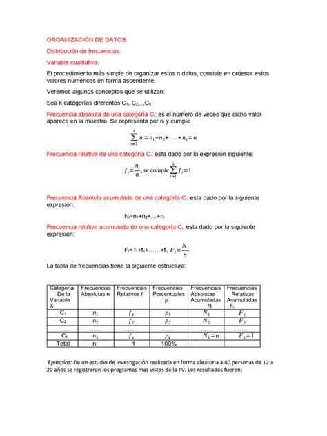 Organización De Datos Variable Cualitativa Pdf