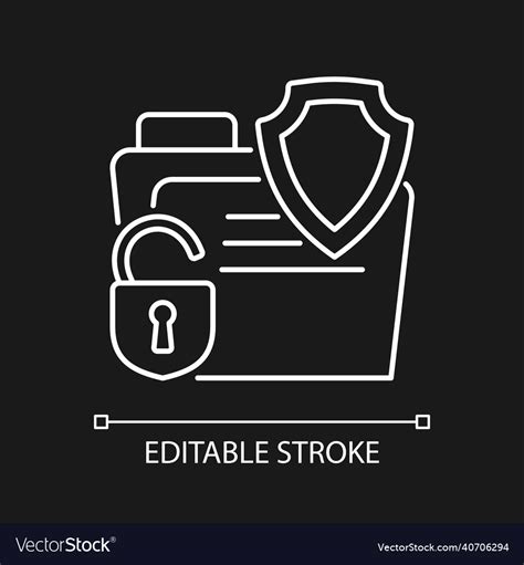 Data Breach Insurance White Linear Icon For Dark Vector Image