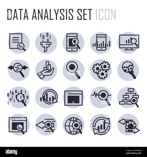 Data Analysis Line Style Set Of Icons Design And Information Theme Vector Illustration Stock