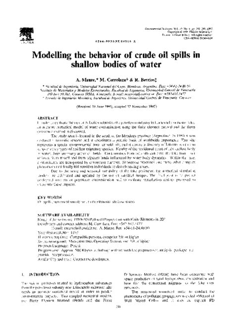 Pdf Modelling The Behavior Of Crude Oil Spills In Shallow Bodies Of Water