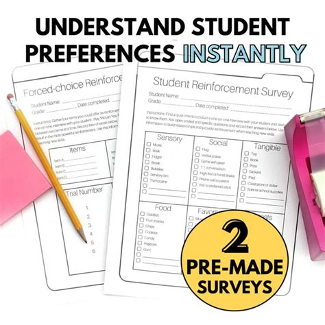 Reinforcement Survey Preference Assessment Iep Data Collection Sheets