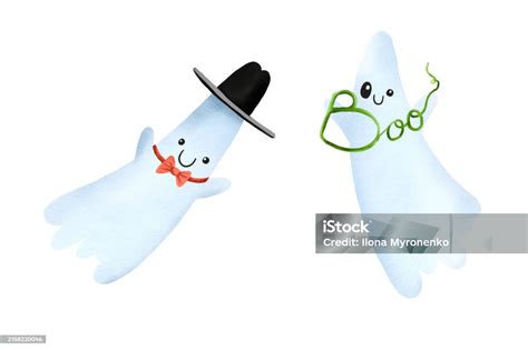 팔과 다리가 있는 귀여운 유령과 영혼 할로윈에 대 한 만화 캐릭터 세트 핼러윈 휴일 고립 된 배경에 아이들의 무서운 손으로 그린 그림 0명에 대한 스톡 벡터 아트 및 기타