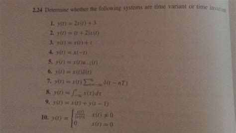 Solved Determine Whether The Following Systems Are Time Chegg