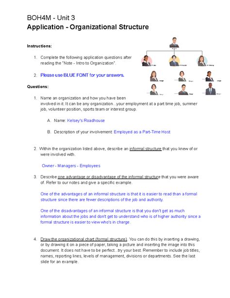 Copy Of Application Organizational Structure Boh4m Unit 3