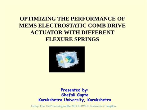 Pdf Optimizing The Performance Of Mems Electrostatic … · Optimizing