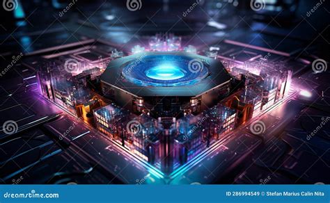 Cutting Edge Quantum Computer Stunning Architecture Computing Power Concept Stock Illustration