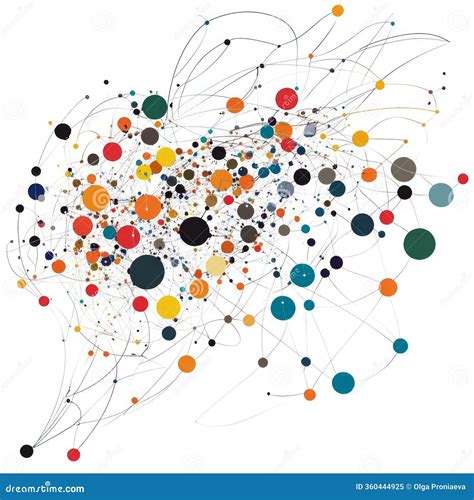 Colorful Network Structure Of Interconnected Nodes And Lines On White