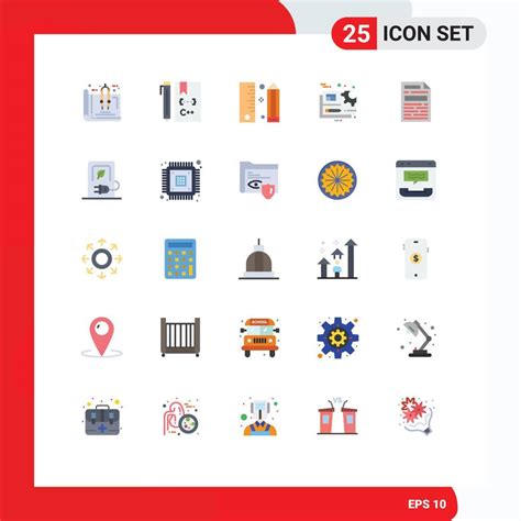 Group Of 25 Flat Colors Signs And Symbols For Gear Document Develop