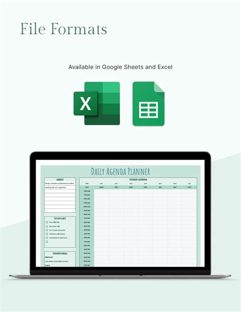Daily Agenda Planner Google Sheets Excel Template Net