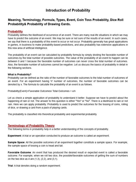 Probability Intro Pdf Probability Randomness