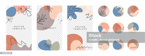 편집 가능한 Insta 스토리 템플릿 및 하이라이트 커버 번들 개념에 대한 스톡 벡터 아트 및 기타 이미지 개념 그래픽