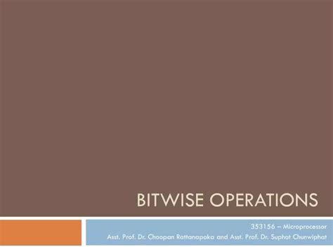 Ppt Bitwise Operations Powerpoint Presentation Free Download Id