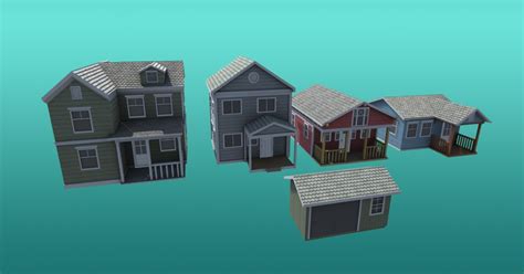 Stylized Suburb Houses 3d Urban Unity Asset Store