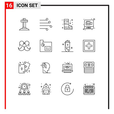 16 Universal Outlines Set For Web And Mobile Applications Hipster Video Wind Recording