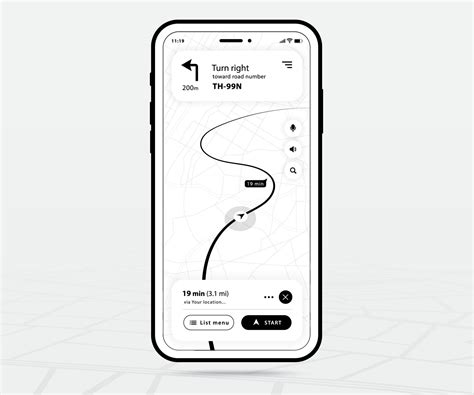 Map Gps Navigation Ux Ui Outline Smartphone Map Application And