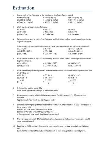 estimation teaching resources