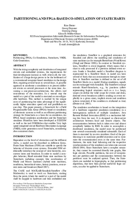 Pdf Partitioning And Fpga Based Co Simulation Of Statecharts