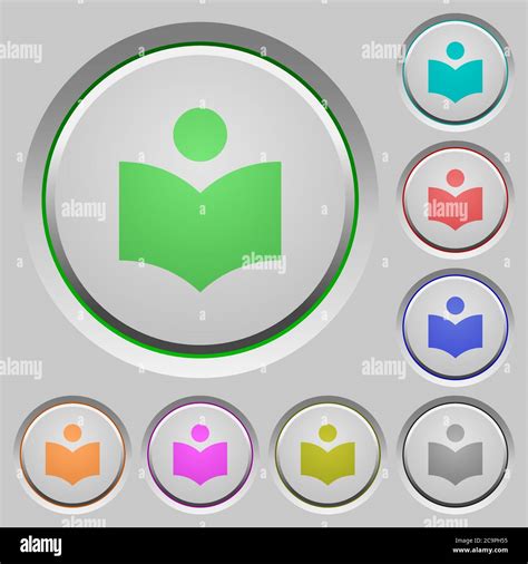 library color icons on sunk push buttons stock vector image and art alamy