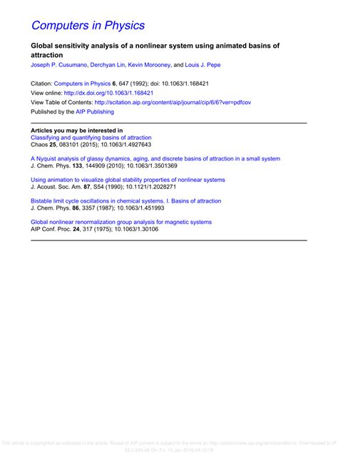 Pdf Global Sensitivity Analysis Of A Nonlinear System Using Animated Basins Of Attraction