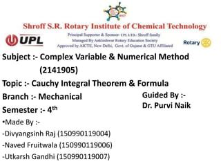 Cauchy Integral Theorem Formula Complex Variable Numerical Method PPTX