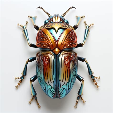Premium Ai Image A Close Up Of A Colorful Bug On A White Surface Generative Ai