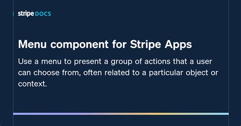 Menu Component For Stripe Apps Stripe Documentation