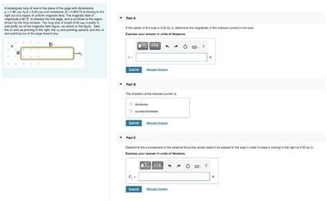 Solved Part A A Rectangular Loop Of Wire In The Plane Of The Chegg