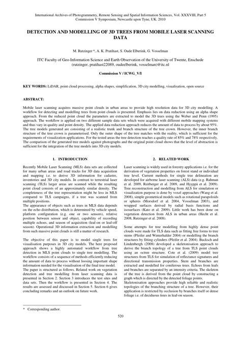 Pdf Detection And Modelling Of 3d Trees From Mobile Laser Scanning Data