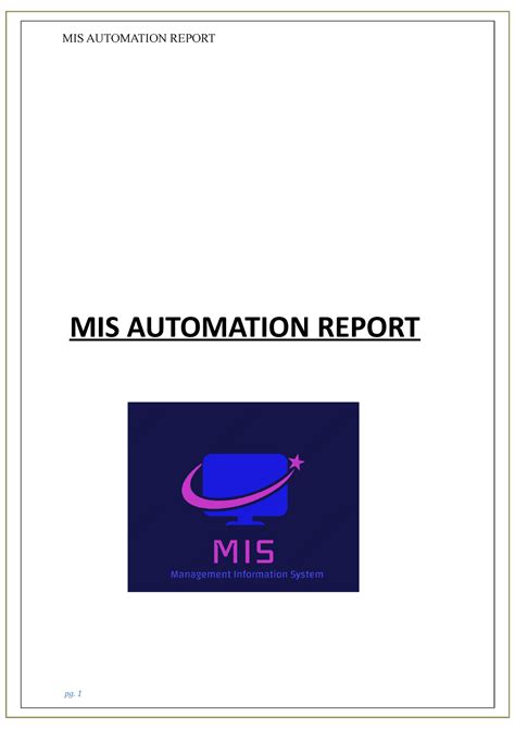 Mis Automation Report Mis Automation Report An Iso 90012008