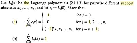 Solved Let Lx Be The Lagrange Polynomials 2113 For