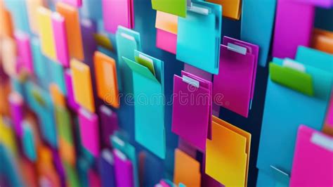 Colorful File Folders Vibrant Organization Various Sizes And Colors Office Decor Stock Image