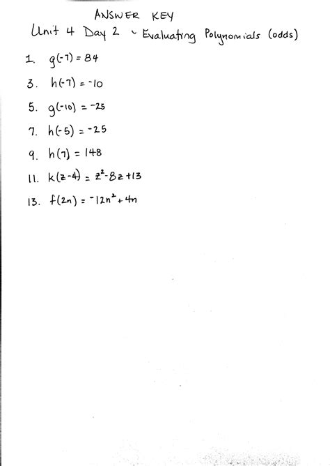 Evaluating Answer Key Pdf