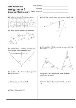 Geometry Trigonometry Assignment By Cameron Ross TpT