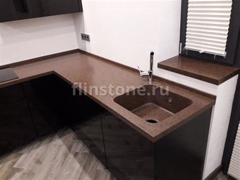 Кухонная столешница с мойкой из акрилового камня Grandex A-418 Oak Wood ...