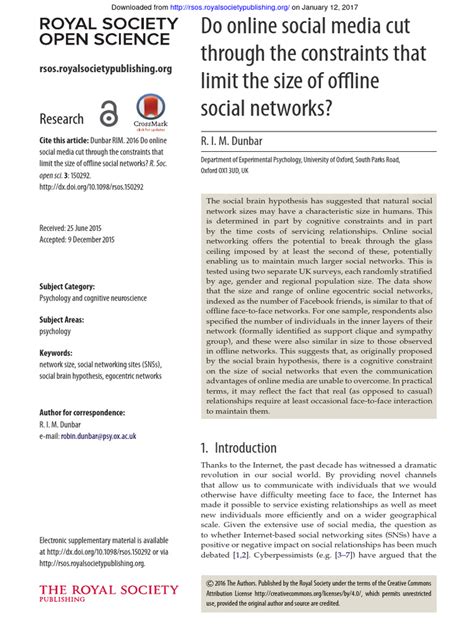 Do Online Social Media Cut Through The Constraints That Limit The Size Of Offline Social