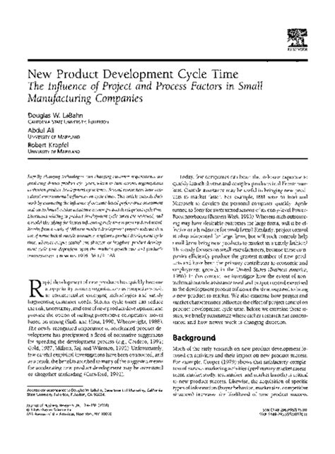 Pdf New Product Development Cycle Time