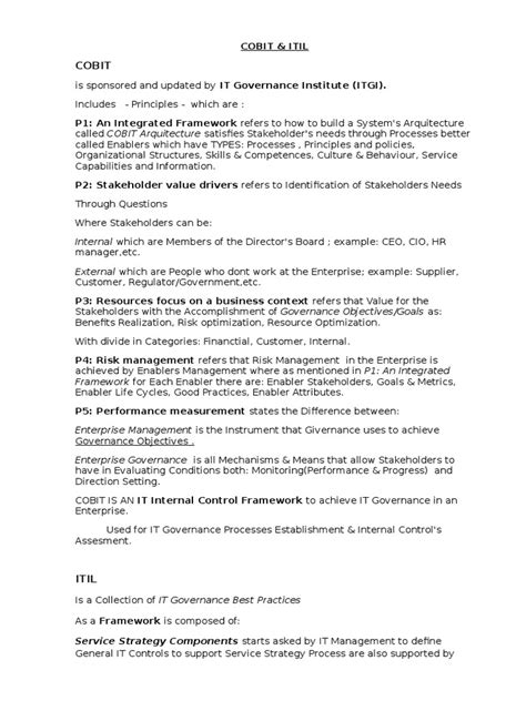 Cobit Service Strategy Components Starts Asked By It Management To Define Pdf Governance