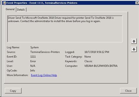 Event Id 1111 — Terminal Services Printer Redirection Mehedys Blog