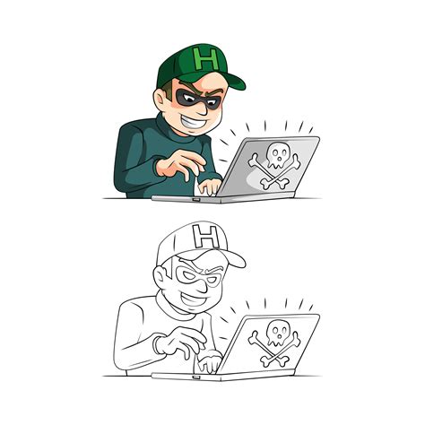 Coloring Book Hacker Cartoon Character 20122286 Vector Art At Vecteezy Coloring Book Hacker Cartoon Character 20122286 Vector Art At Vecteezy