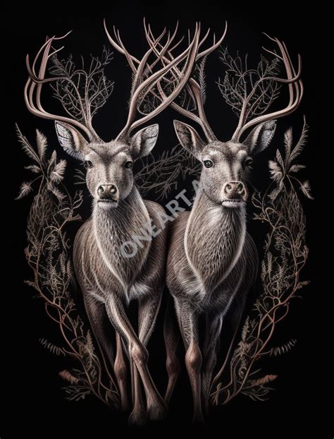 twin tined deer oneart ai