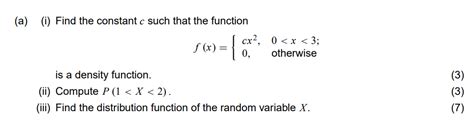 Solved A I Find The Constant C Such That The Function Chegg Com