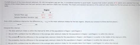 Solved A Small Amount Of The Trace Element Selenium 50 200