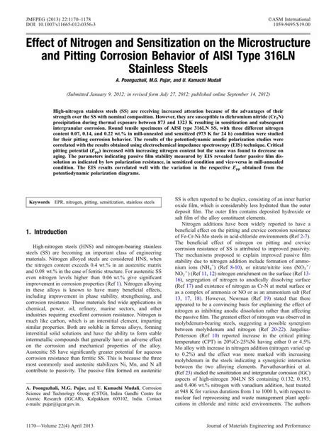 Pdf Effect Of Nitrogen And Sensitization On The Microstructure And