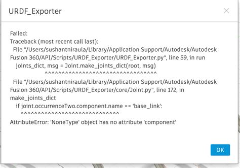 Fusion To Urdf Not Working Autodesk Community